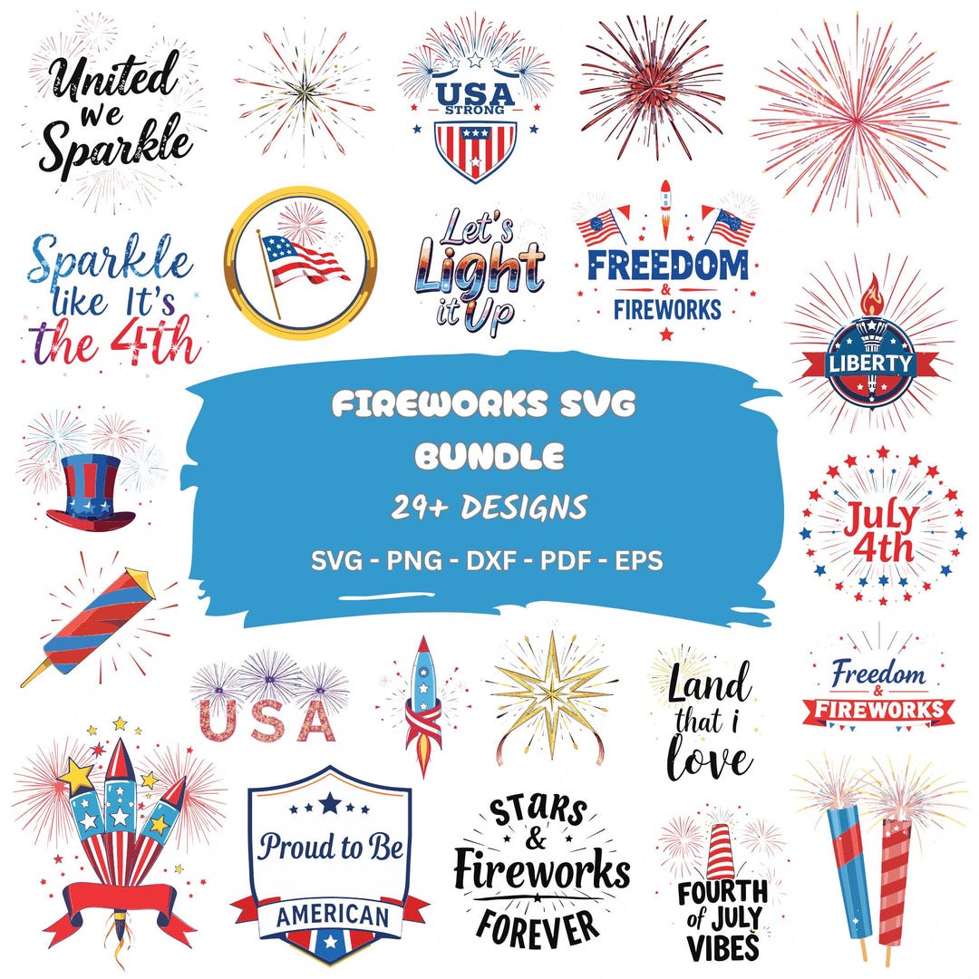 Fireworks SVG Bundle, Firecracker SVG, 4th of July Firework Png Bundle ...
