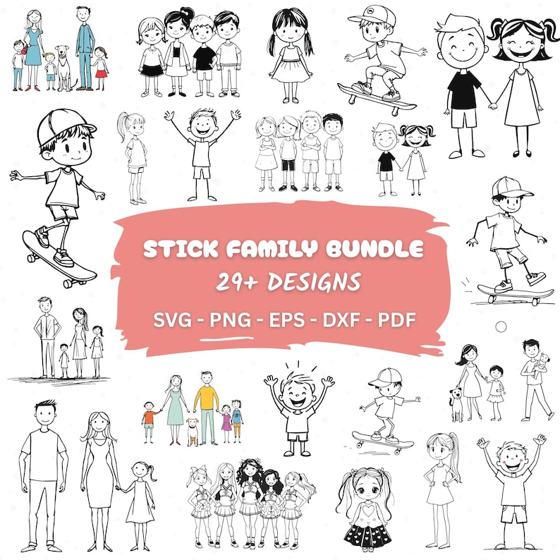 Stick Family Svg Bundle, Family Sticker, Stick Figures Png, Stick ...