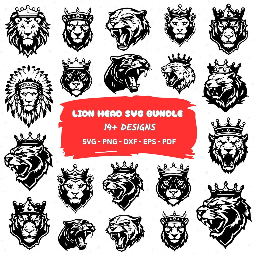 Lion SVG Bundle, Roaring Lion Clipart, Lion Head SVG, Wild Animal ...
