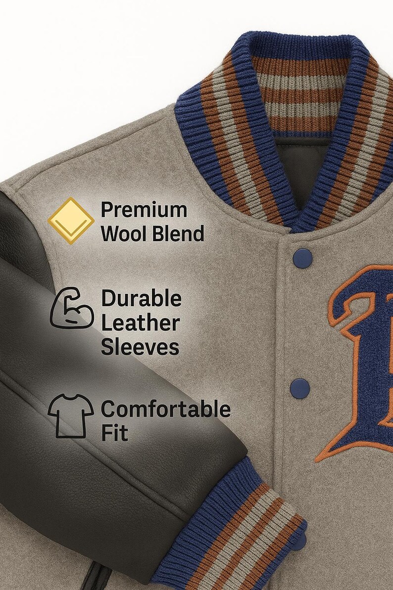Custom Wool Blend Varsity Jacket: Embroidered Patches & Flame Design - Etsy