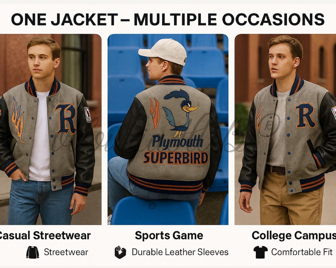 Custom Wool Blend Varsity Jacket: Embroidered Patches & Flame Design - Etsy