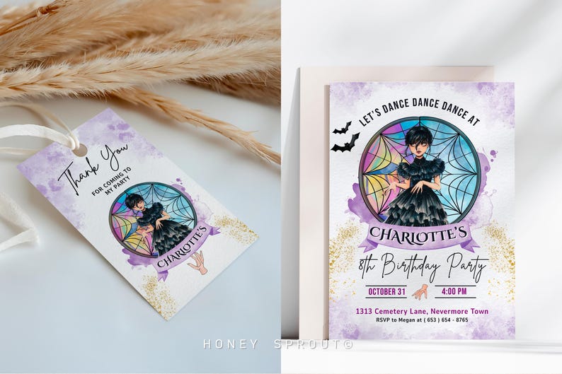 Wednesday Addams Birthday Thank You Tag: Printable Gift Tag (digital ...