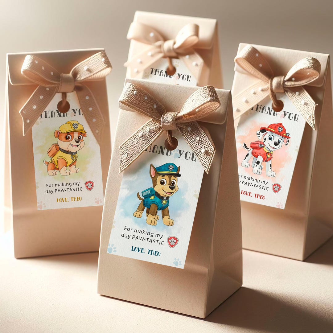 Watercolor Puppy Paw-ty Gift Tags: Editable Rectangle (digital Download ...