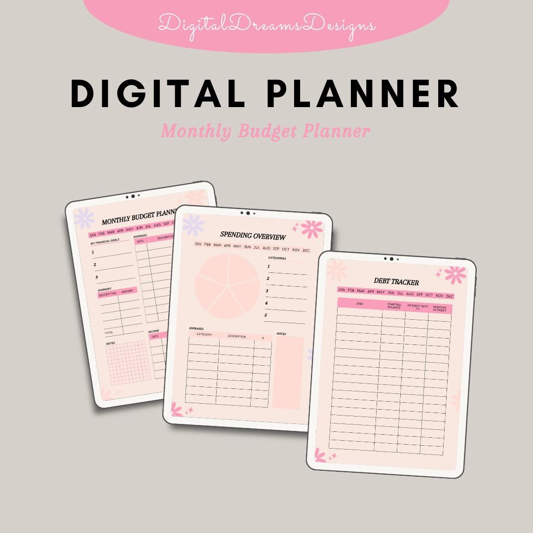 Monthly Budget Planner Printable | Finance Tracker | Bill & Expense ...