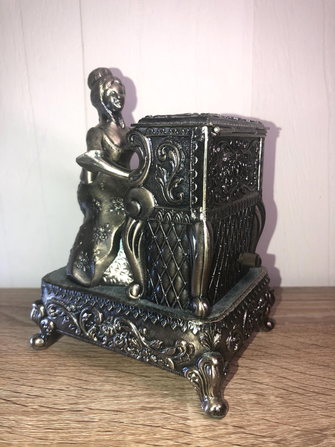 Vintage Pewter Music Box: Japanese Automaton Lady Playing Piano - Etsy