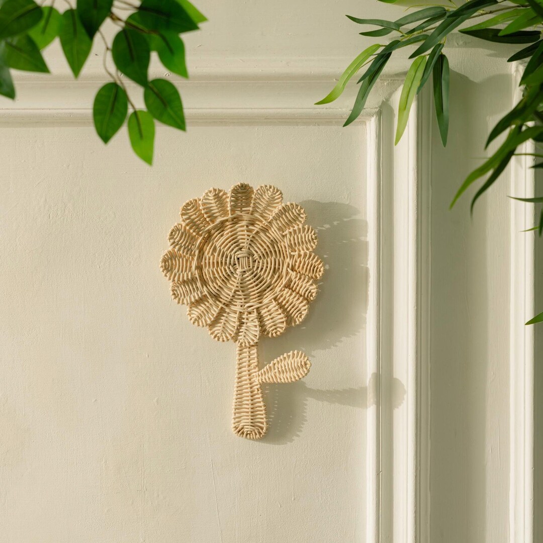 Rattan Sunflower Wall Decor, Natural Nursery Decor - Etsy