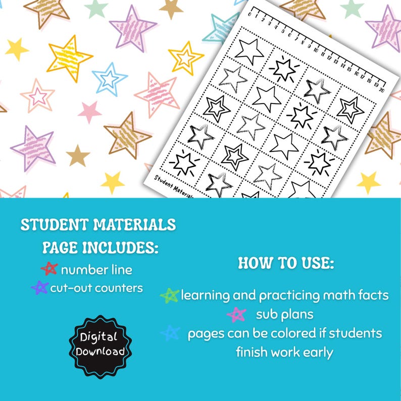 Star Addition Coloring Worksheet: 1st-2nd Grade Math Practice (PDF ...