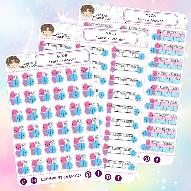 Medication Tracking Planner Stickers - Weekly Medication Tracker ...