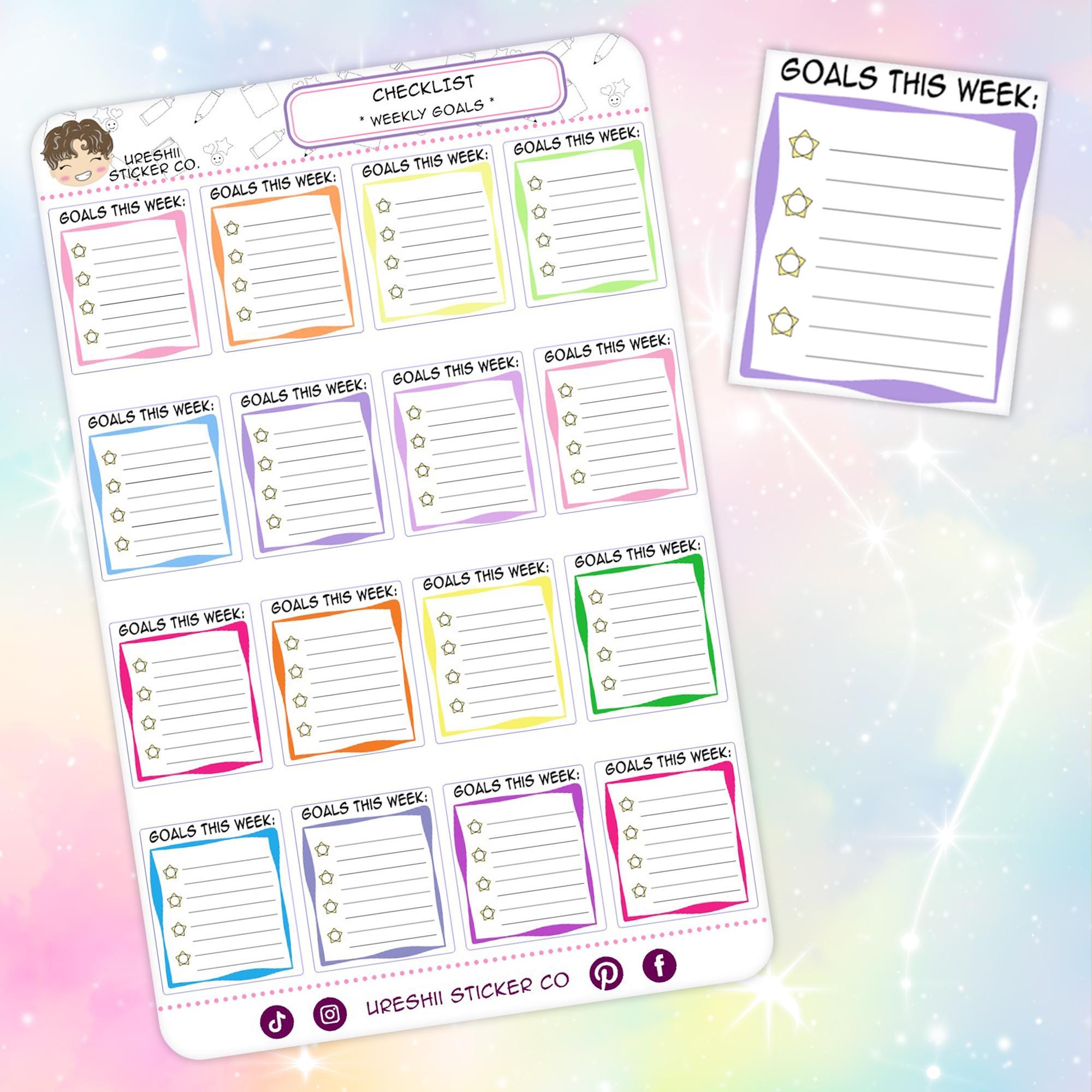 Weekly Goals Planner Stickers: Productivity Checklist - Etsy