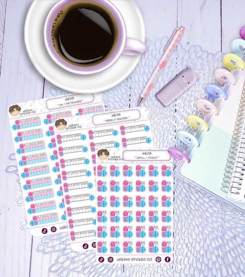 Medication Tracking Planner Stickers - Weekly Medication Tracker ...
