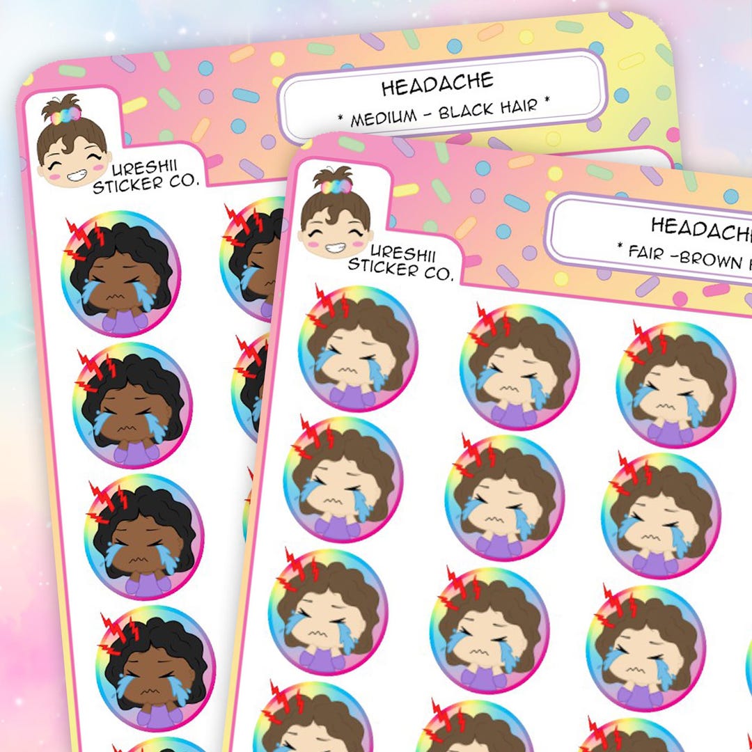 Cute Headache Tracking Stickers Kawaii Chibi Migraine Tracker - Etsy