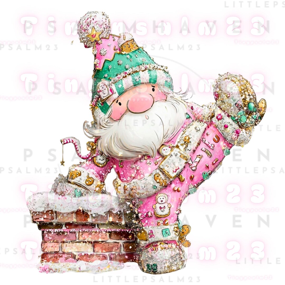 Pastel Santa Clipart • 16 PNG • Chimney Poses • Gingerbread Pajamas ...
