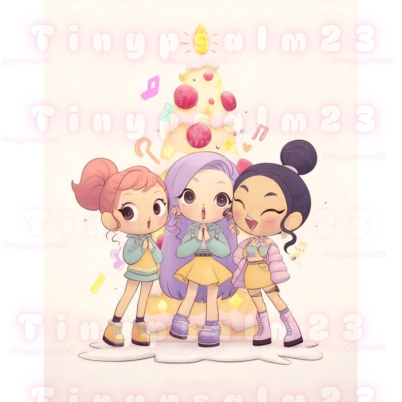 Chibi K-pop Christmas Clipart • Pastel Holiday Art • 26 PNG Bundle - Etsy