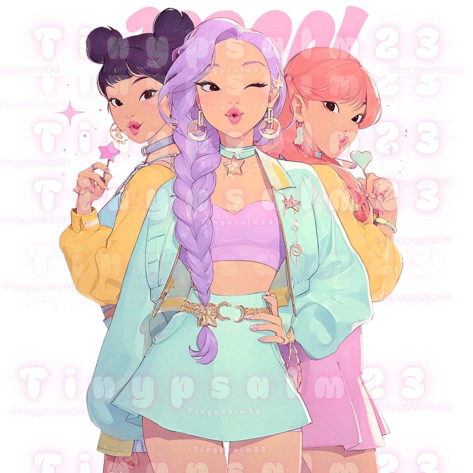 K-pop Idol Clipart: Pastel Glam Trio (PDF Download) - Etsy UK