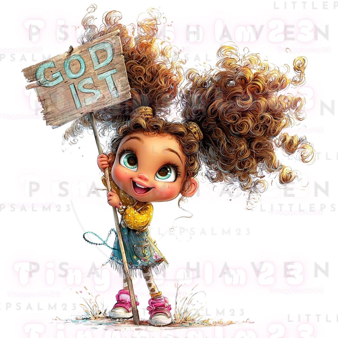 Christian Kids Clipart • 22 PNG • Faith Sign Phrases • Pray • Brave ...