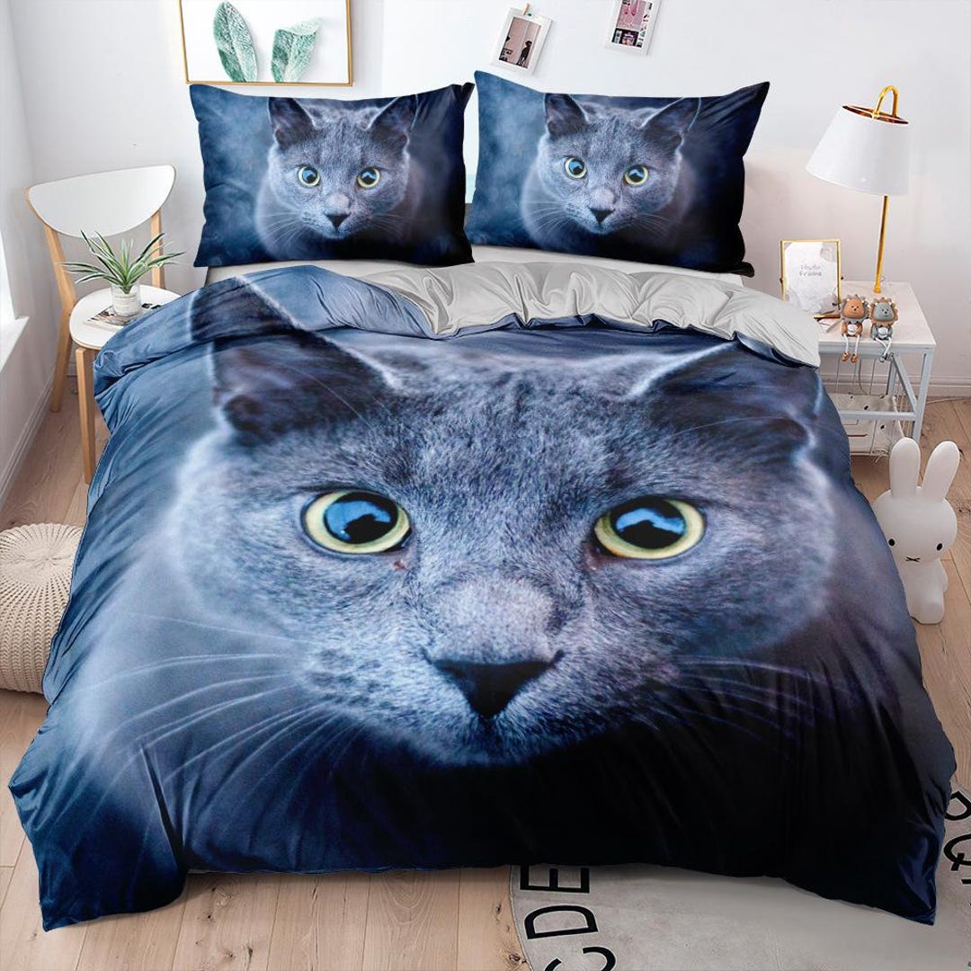 3D Cat Bedding Set – Realistic Cat Duvet Cover – Animal Print Bed Set ...