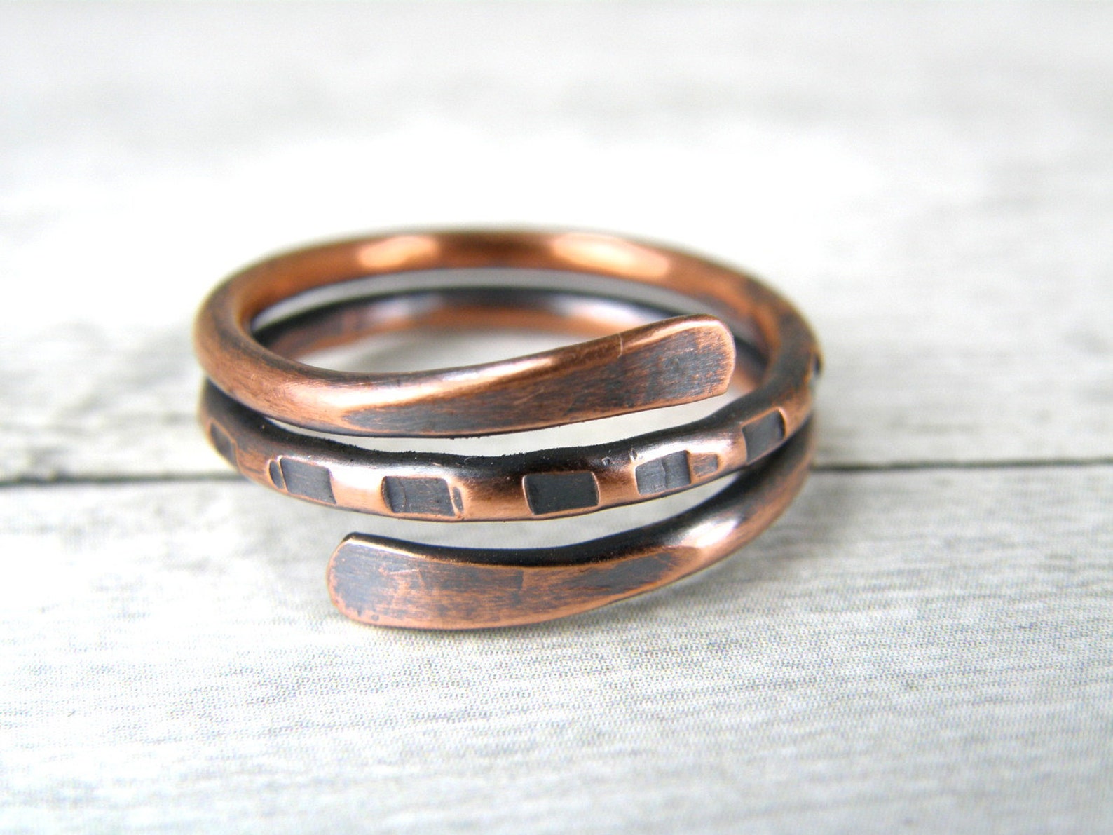 Rustic Copper Ring Womens Copper Ring Copper Patina Wire - Etsy
