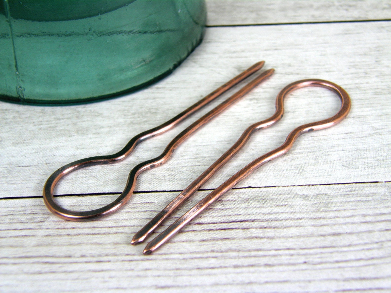 Single or Pair Mini Hair Forks Copper Thin Lightweight | Etsy