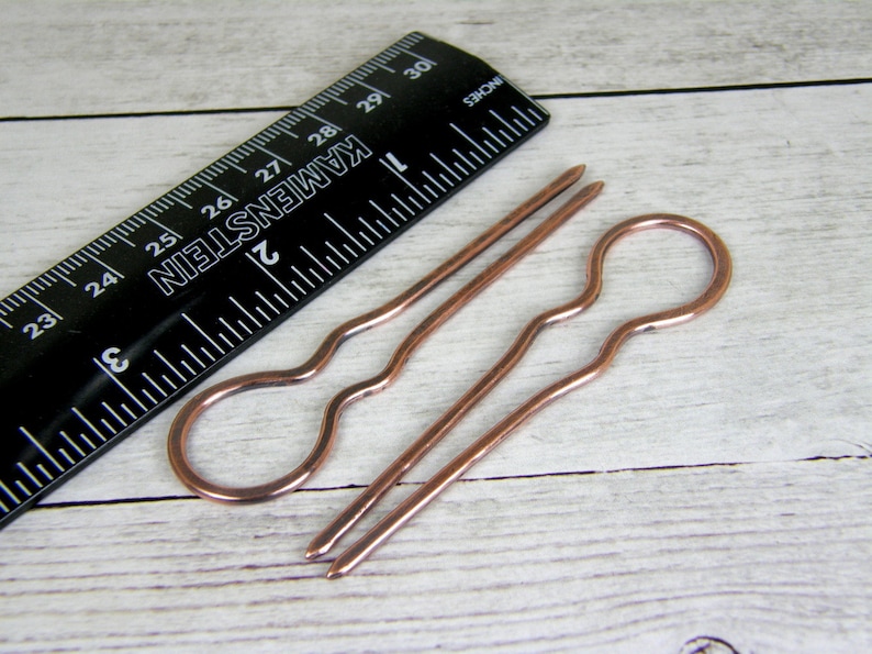 Single or Pair Mini Hair Forks Copper Thin Lightweight | Etsy