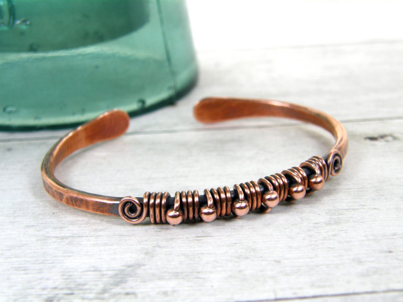 Handmade Copper Wire Wrap Bangle, Boho Tribal Bracelet - Etsy