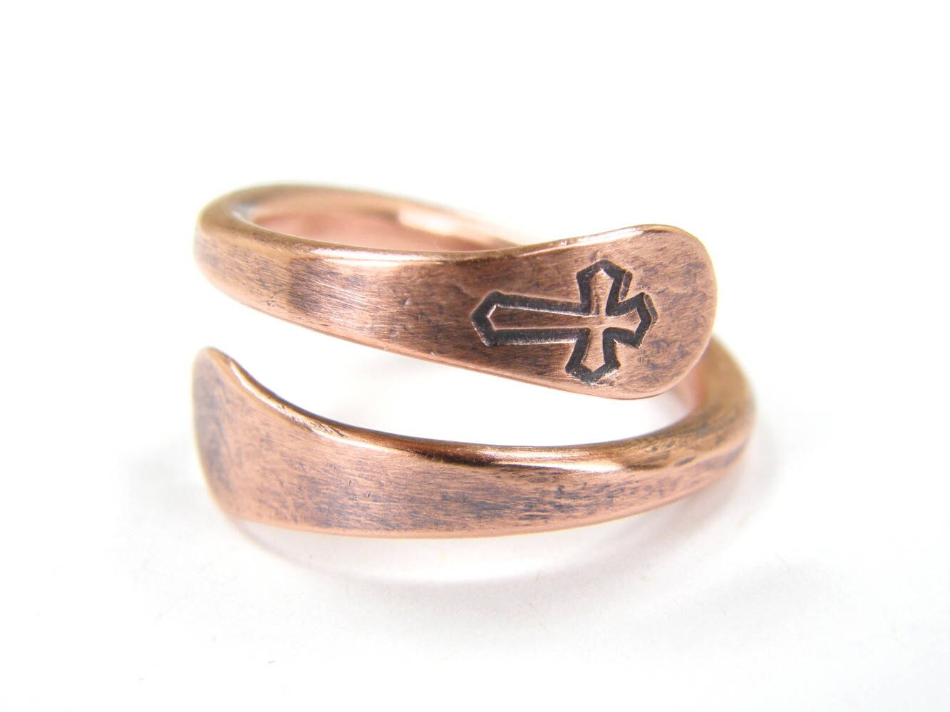 Men's Hand Stamped Rustic Cross Ring, Women's Copper Cross Ring ...