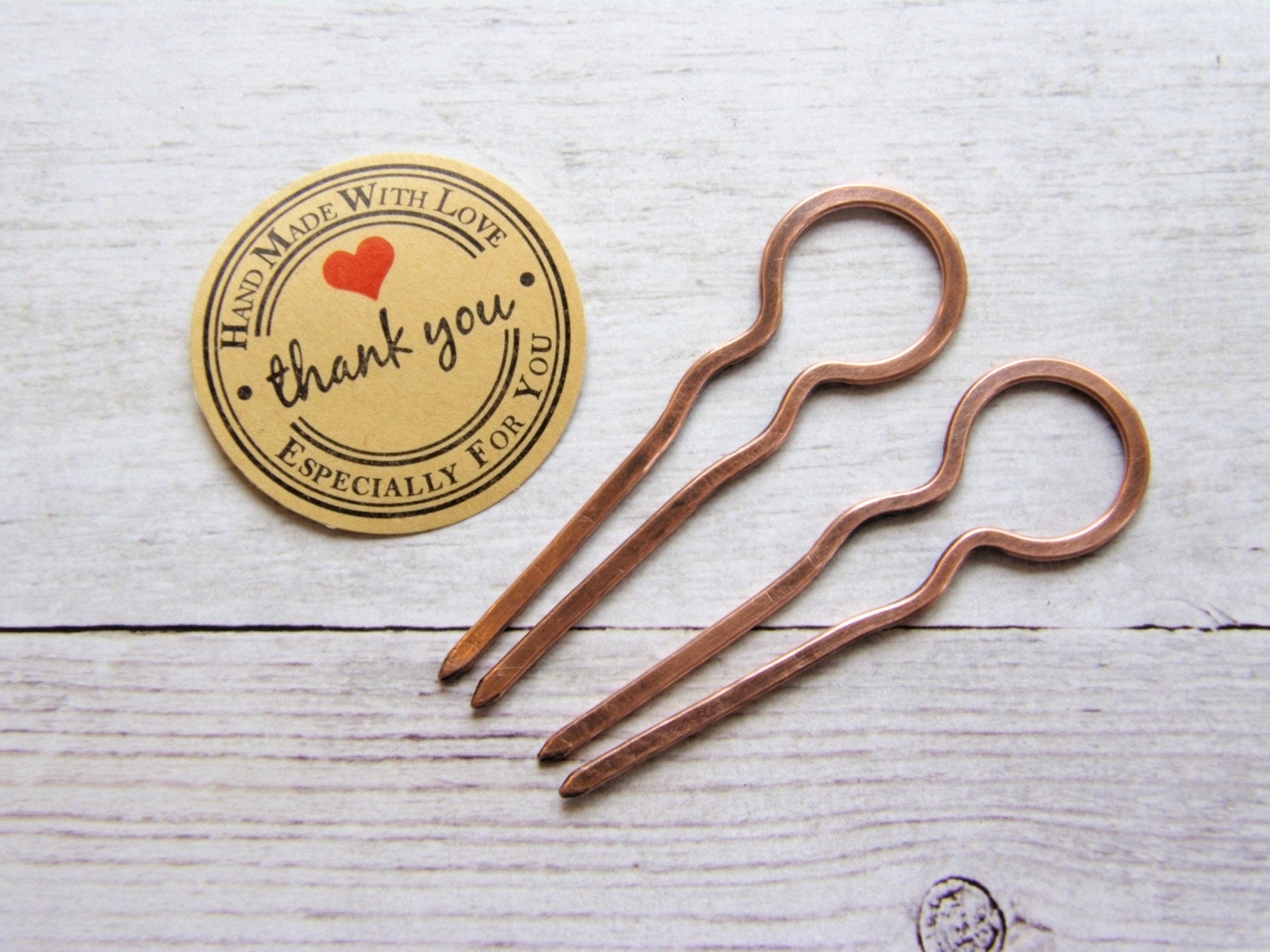 Tiny Hair Pins Pair Mini Hair Forks Pair Copper Thin | Etsy