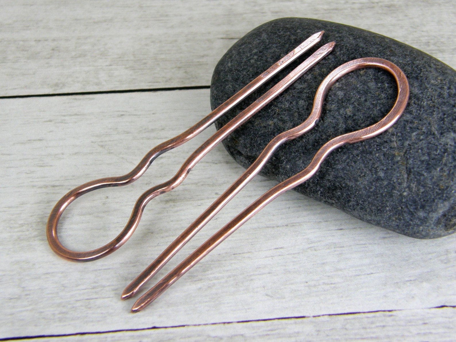 Single or Pair Mini Hair Forks Copper Thin Lightweight | Etsy
