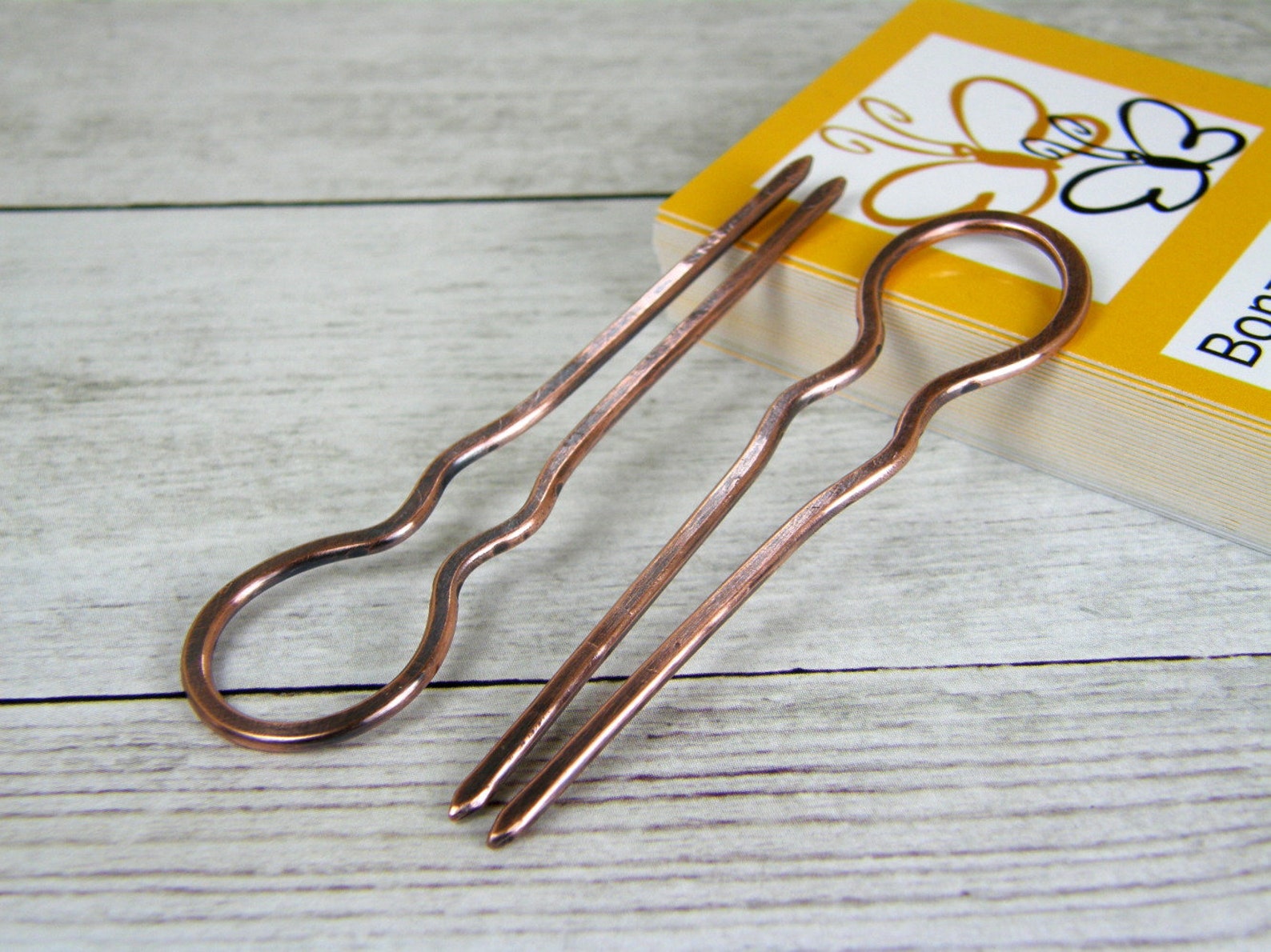 Single or Pair Mini Hair Forks Copper Thin Lightweight | Etsy