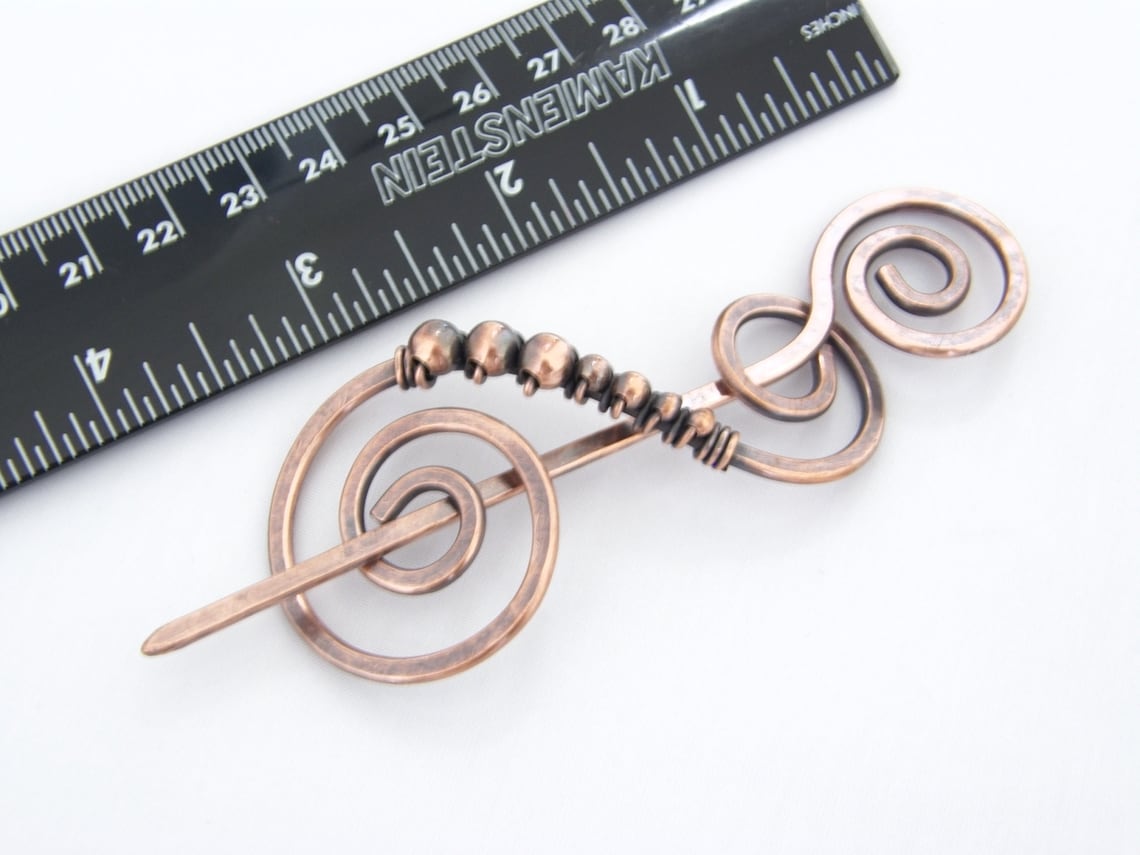 Copper Hair Slide Celtic Hair Pin Wire Wrapped Copper - Etsy