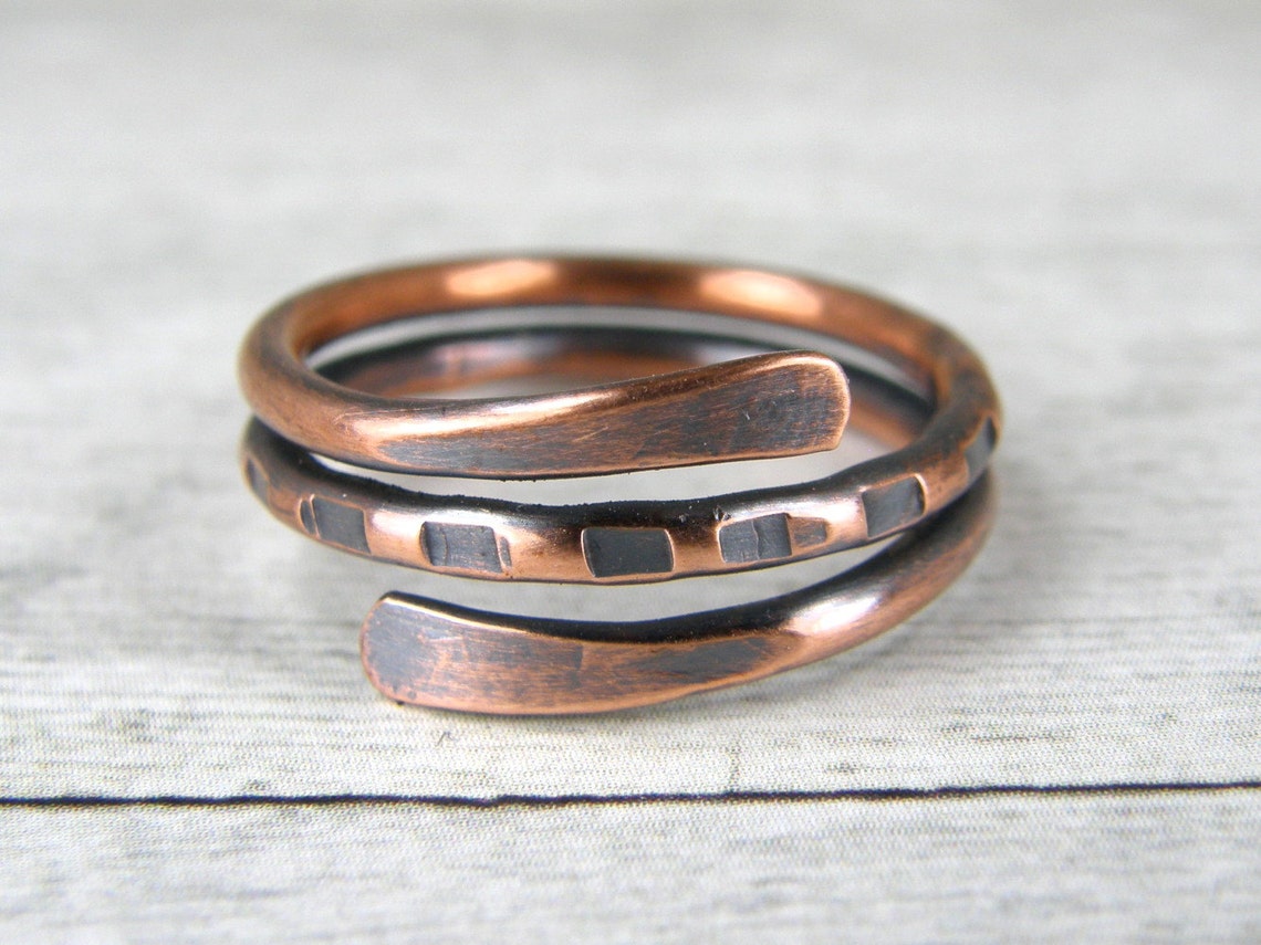 Rustic Copper Ring Womens Copper Ring Copper Patina Wire - Etsy