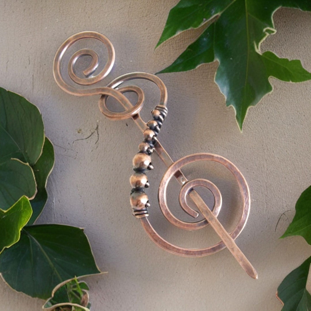 Copper Hair Slide, Celtic Pin, Wire Wrapped, Copper, Shawl Pin, Rustic ...