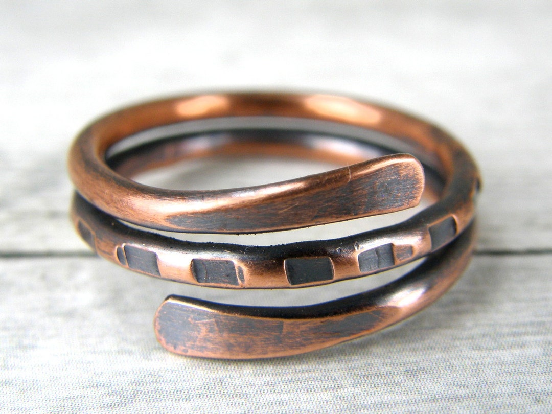 Rustic Copper Ring Womens Copper Ring Copper Patina Wire - Etsy