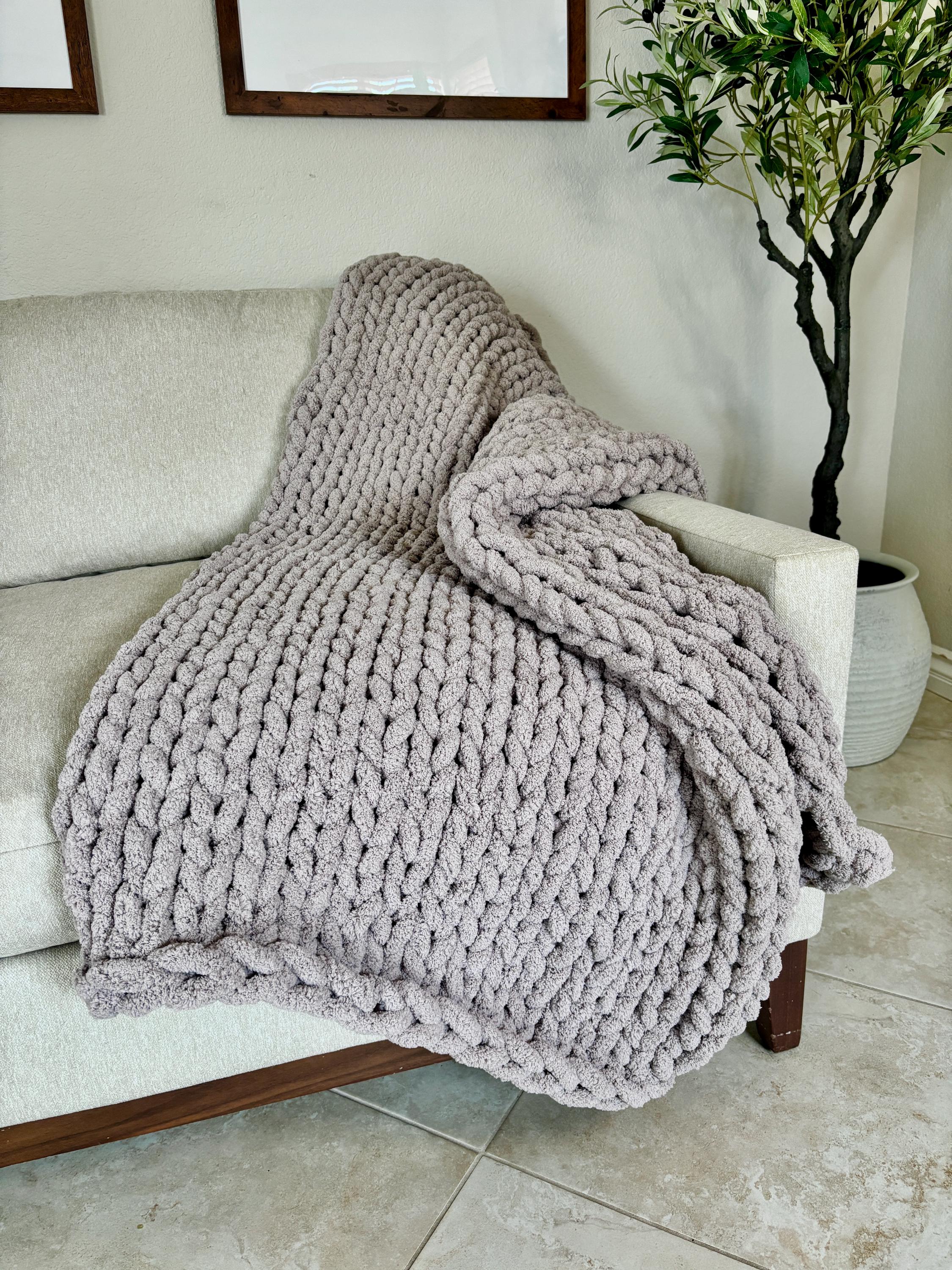 Chunky Hand-knit Blanket - Etsy
