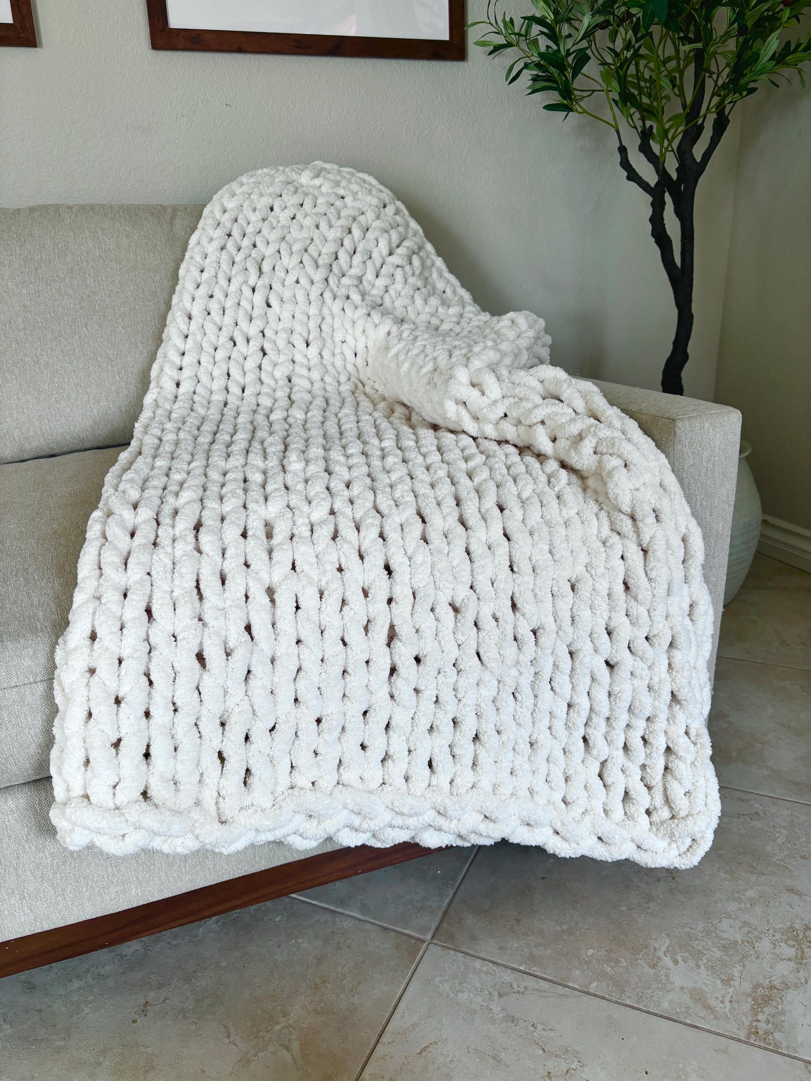 Chunky Hand-knit Blanket - Etsy
