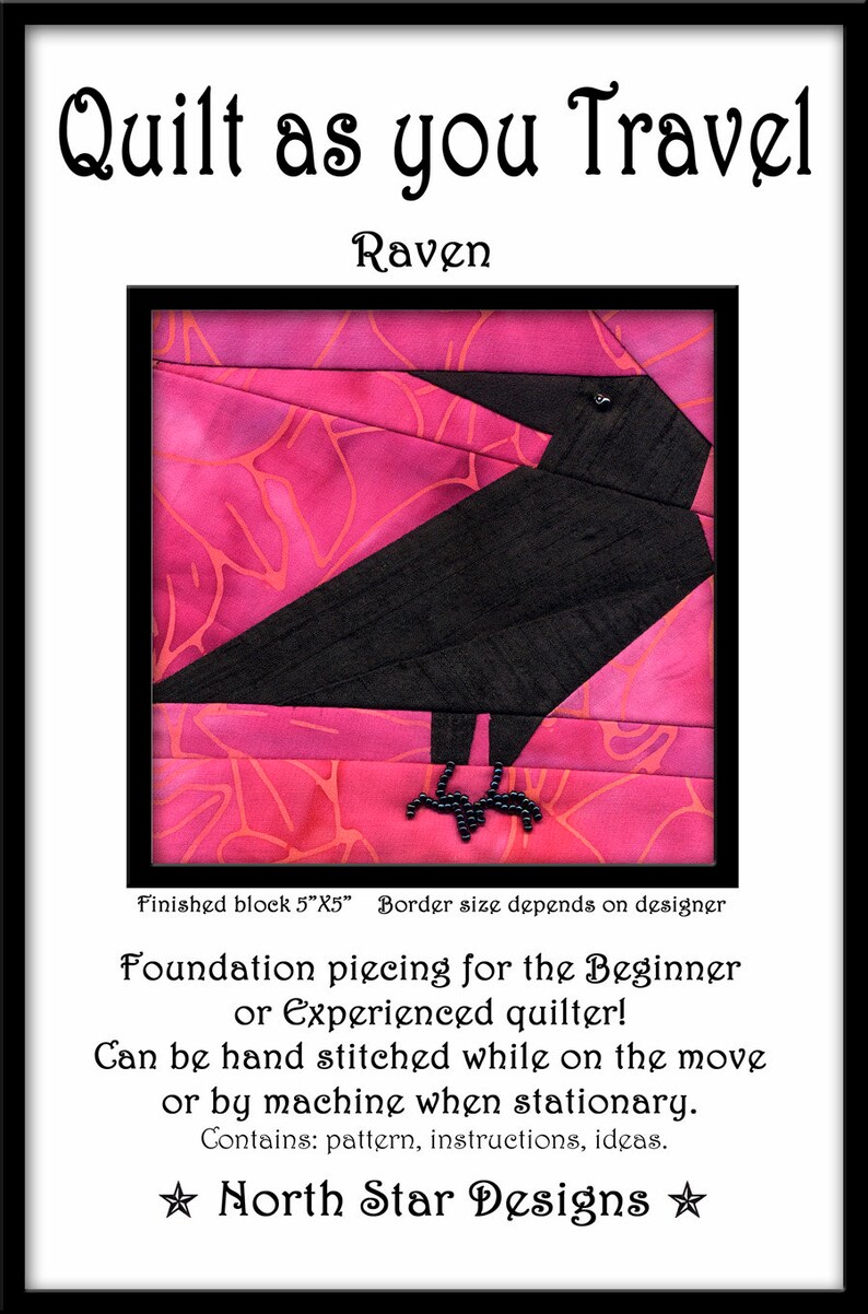 Raven Crow Black Bird Quilt as You Travel Foundation Paper - Etsy