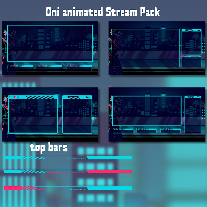Animated Oni Stream Pack: Dark Anime Twitch Overlay, Vtuber Bundle - Etsy