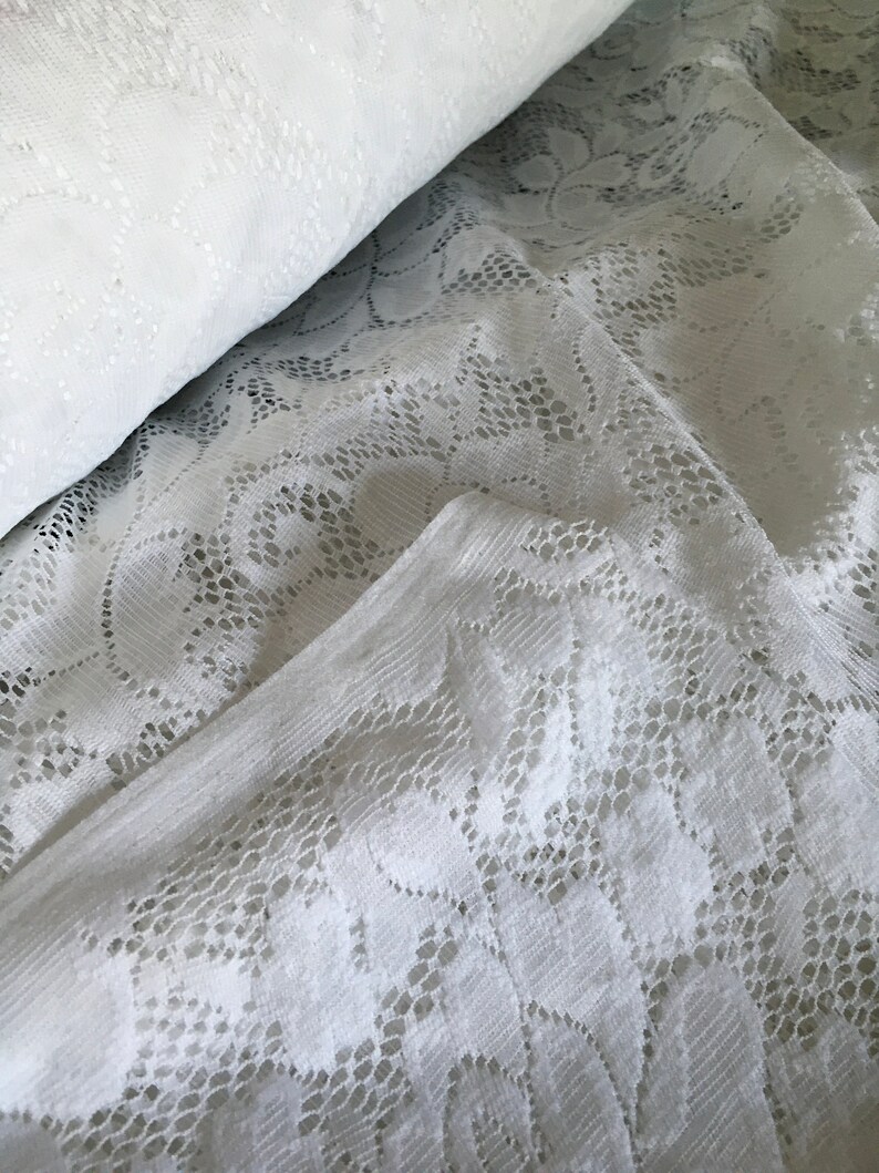 White Large Rose Pattern Stretch Lace. Sold by the Yard - Etsy