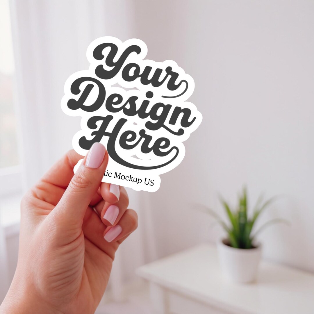 Sticker Mockup Hand Holding | Realistic Canva Template for Custom ...