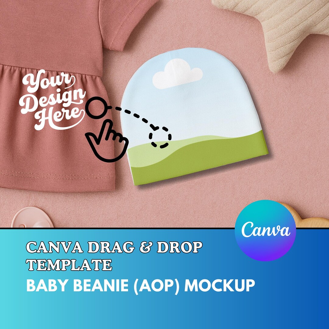 Custom Newborn Baby Beanie (AOP) Mockup | High-res Canva Templates ...