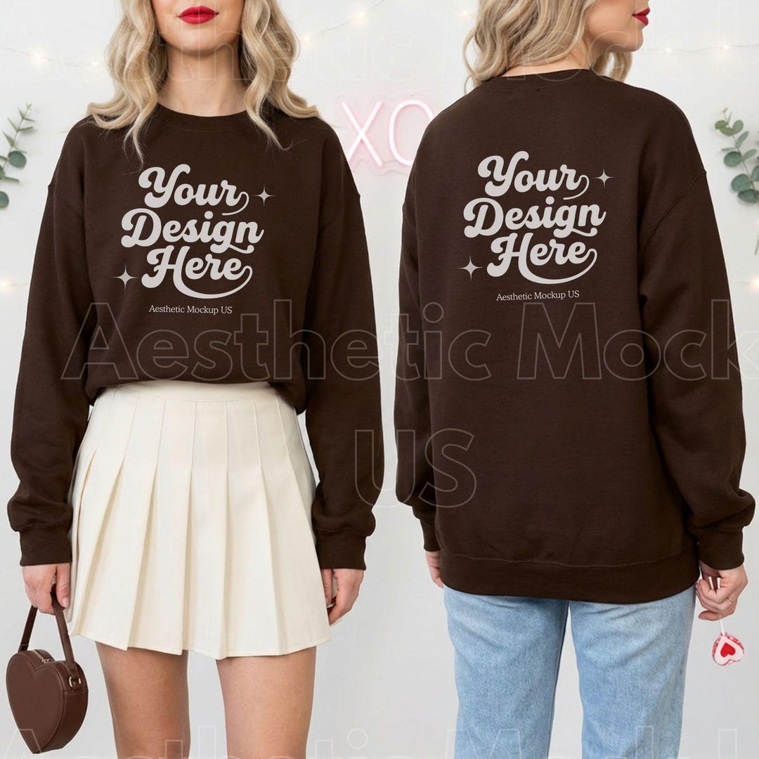 Gildan 18000 Mockup Front Back | Valentine’s Day Sweatshirt Mockup ...