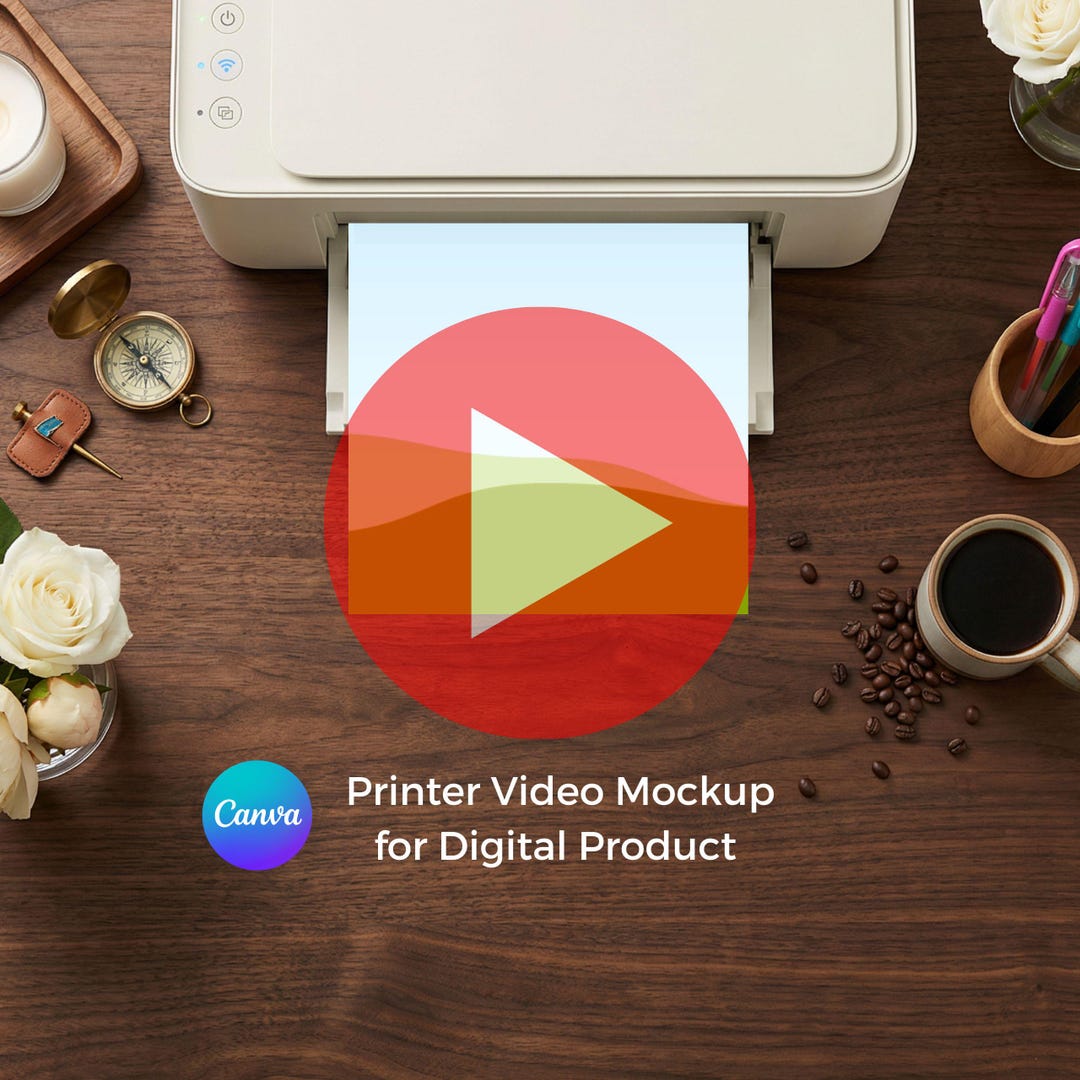 Printer Mockup Video for Digital Files | Canva Frame Template MP4 ...