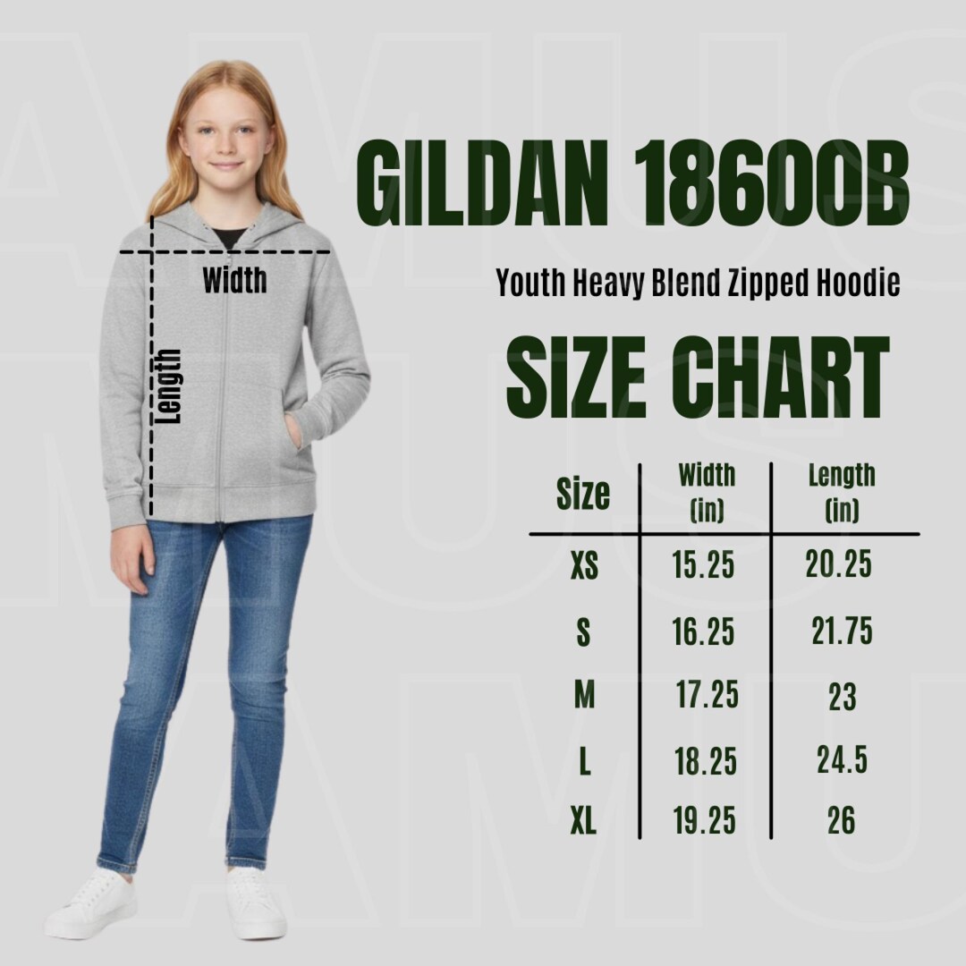 Gildan 18600B Youth Size Chart | Kids Sweatshirt Sizing Guide | Apparel ...