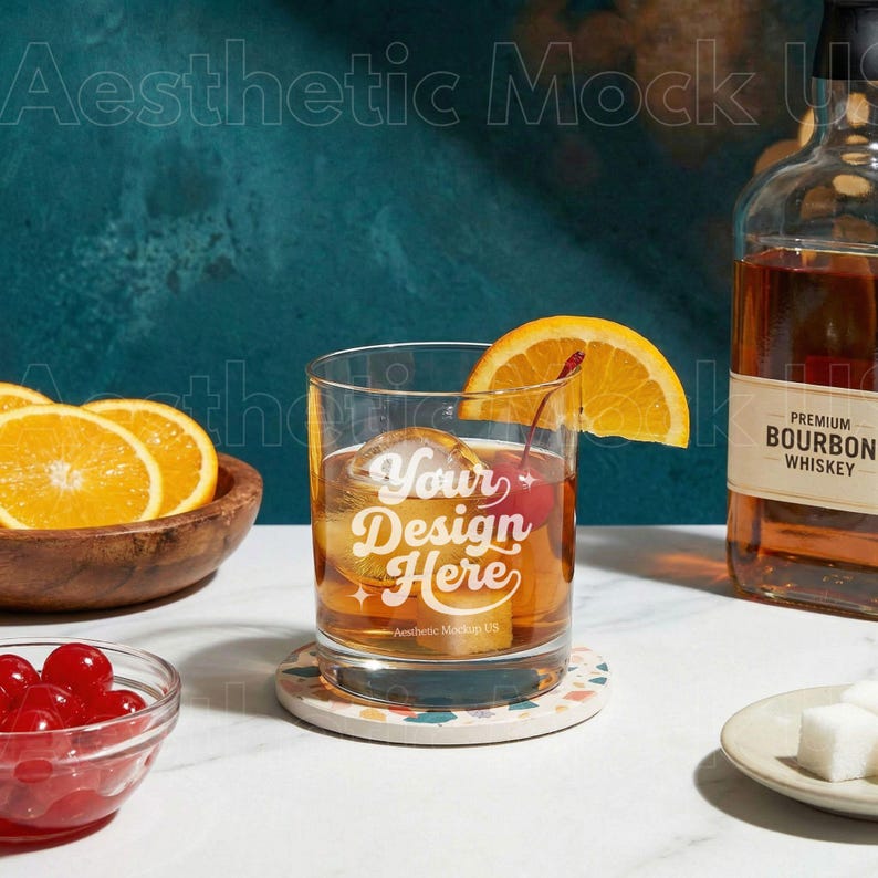 Whiskey Glass Mockup | 10.5 Oz Rocks Glass | Whiskey Gift Product ...