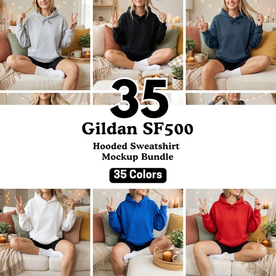 Gildan SF500 Hoodie Sweatshirt Mockup Bundle | Boho Trendy Mock - Etsy