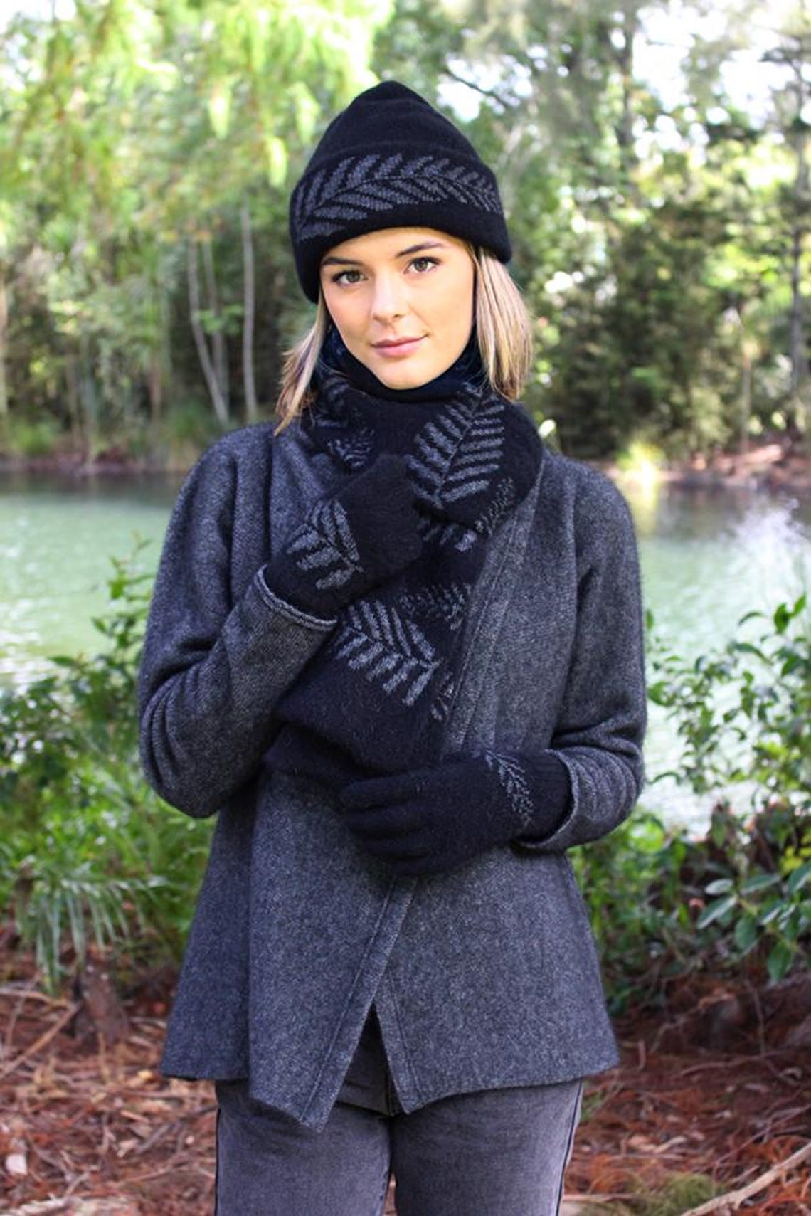 New Zealand Made Possum Merino Reversible Fern Scarf - Etsy