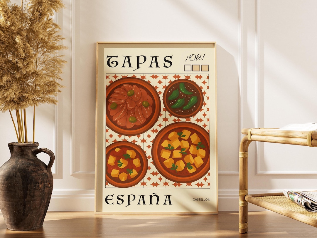 Spanish Tapas Poster: Vintage Kitchen Wall Art, Made in Spain (digital ...