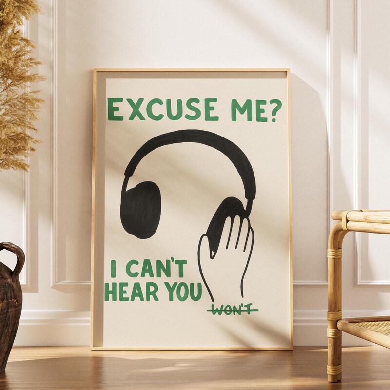 Headphones on Sign for Office - Etsy
