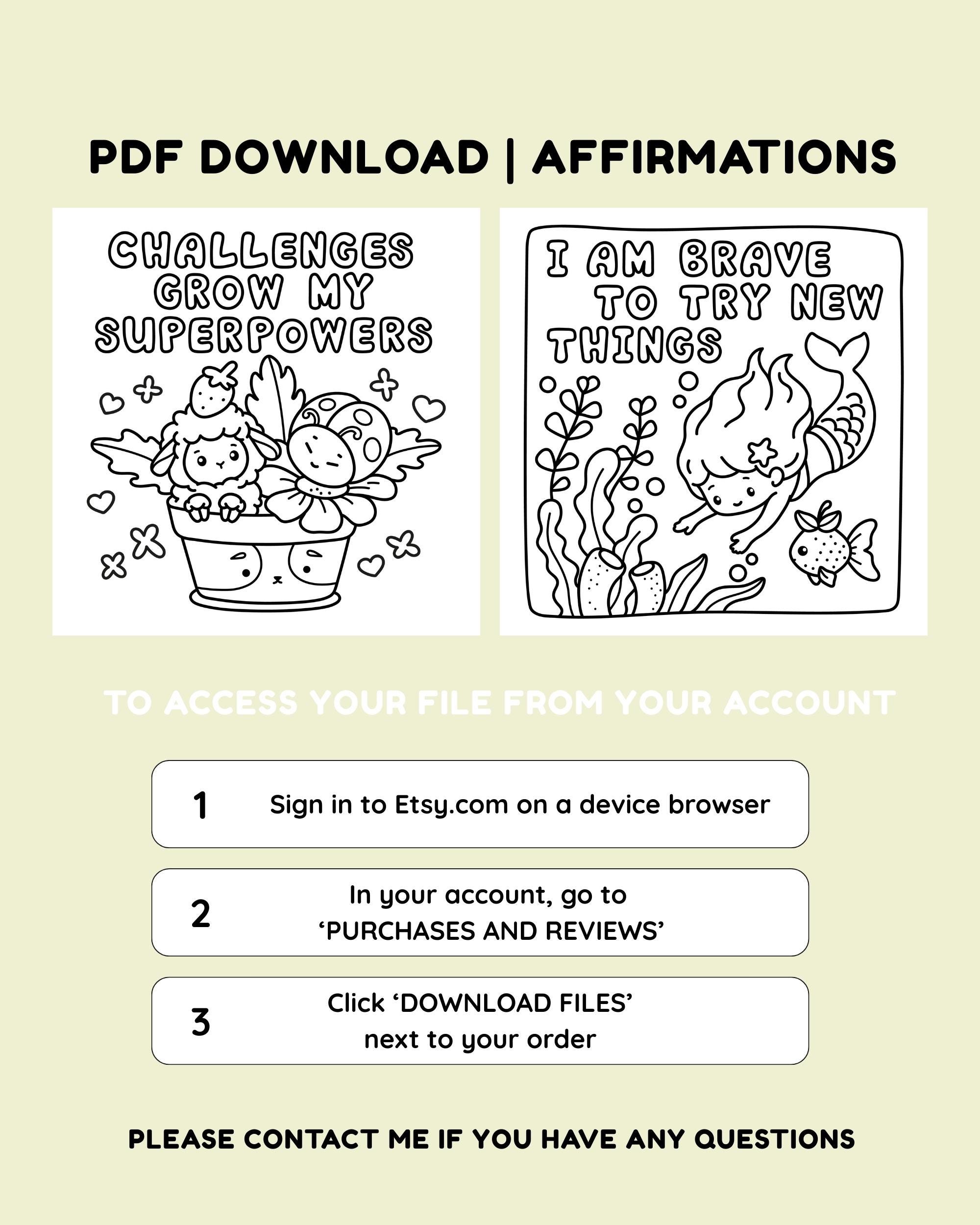 Printable Affirmation Coloring Pages for Kids | Positive Mindset ...