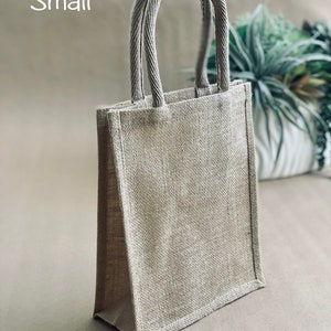 Small Burlap Tote Bag, Reusable Gift Bag, Beach Tote Bag, Bridesmaid ...