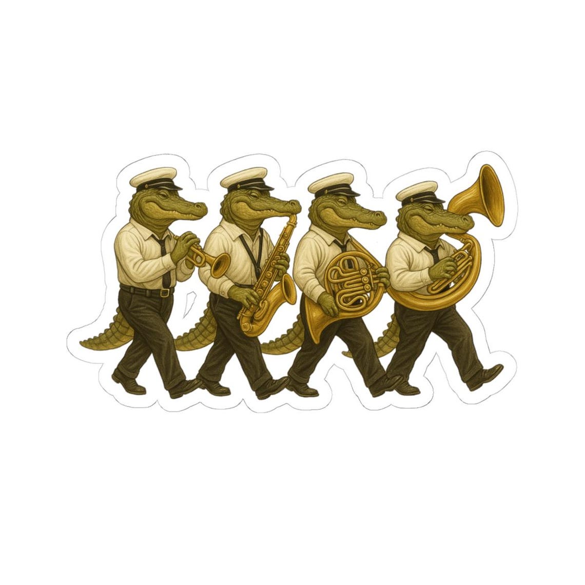 Jazz Band Alligator New Orleans Stickers, Fun Vinyl Decals for Music ...